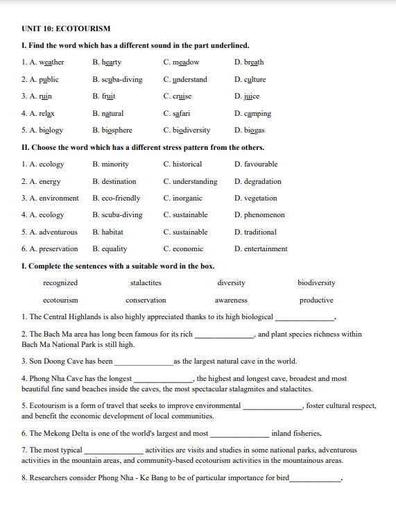 GLOBAL SUCCESS 10_UNIT 10_VOCAB